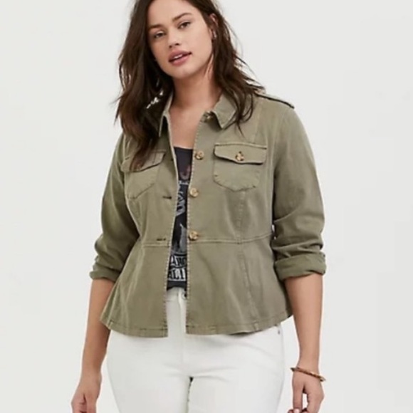 torrid | Jackets & Coats | Torrid Olive Green Peplum Utility Fall ...